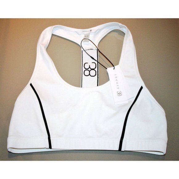 THEORY 38 | Tops | Theory 38 Run Sport Bra Logo Racerback Top Scale Podium White M | Poshmark